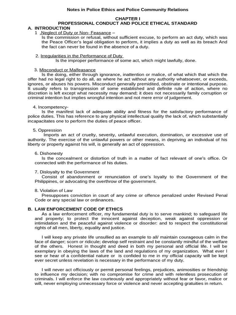Police Ethics and Community Relations | PDF