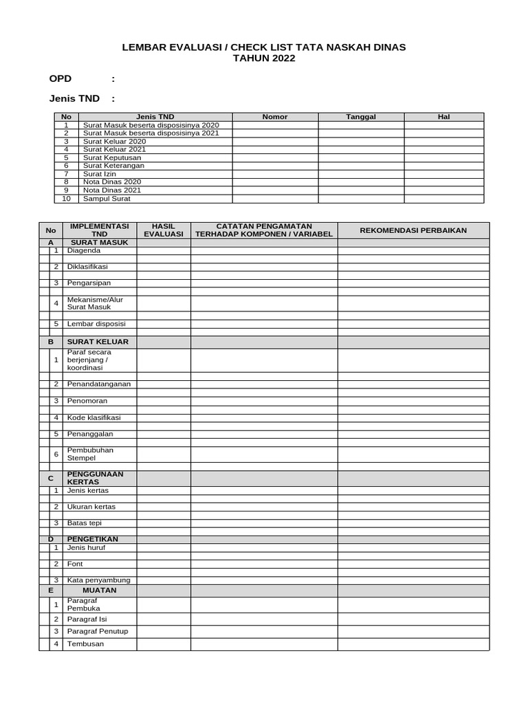 Lembar Evaluasi TND | PDF