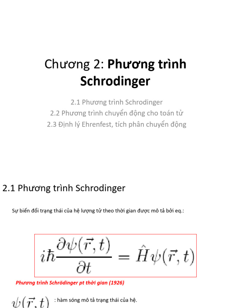 Chuong 2 - Phương Trình Schrodinger | PDF