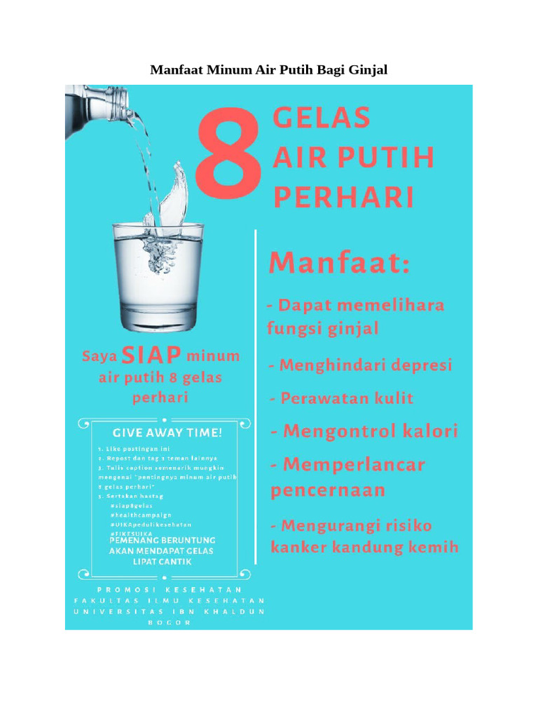 Manfaat Minum Air Putih Bagi Ginjal | PDF