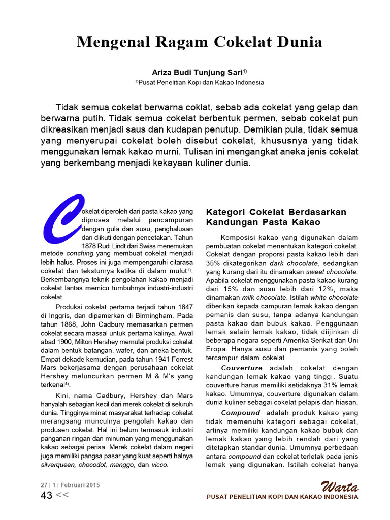 Mengenal Ragam Cokelat Dunia | PDF
