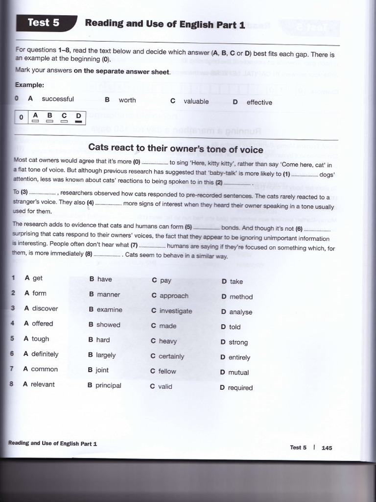 Reading and Use of English B2 Test 5 | PDF | Face | Language Arts ...