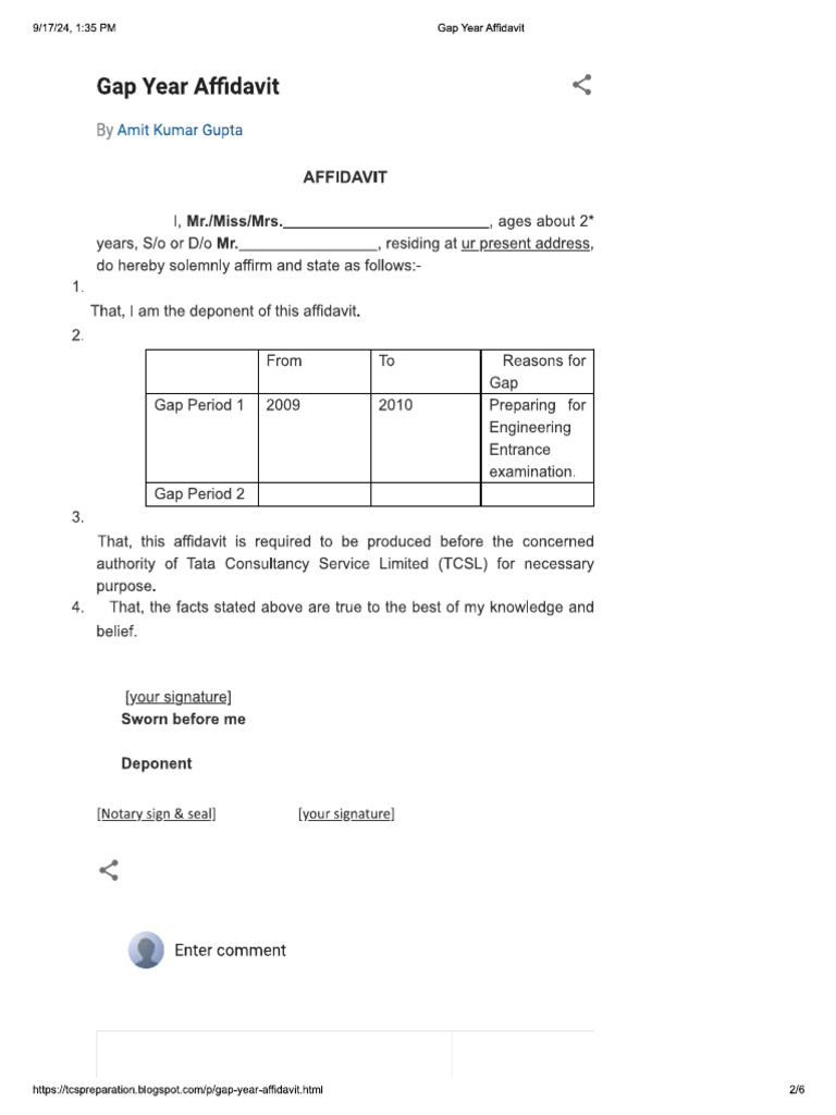 Gap Affidavit | PDF