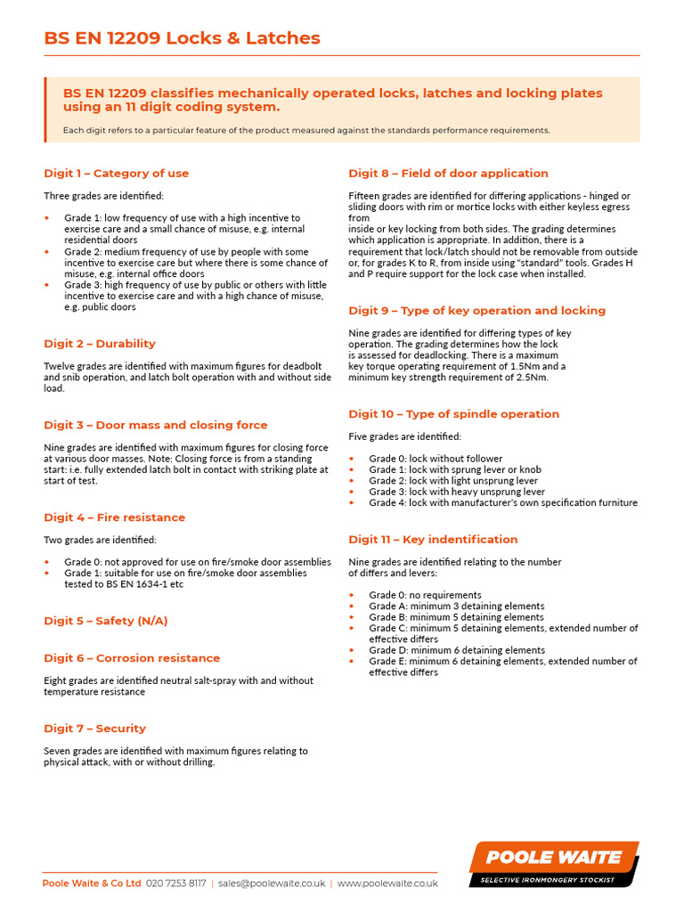 BS EN 12209 Locks & Latches | PDF