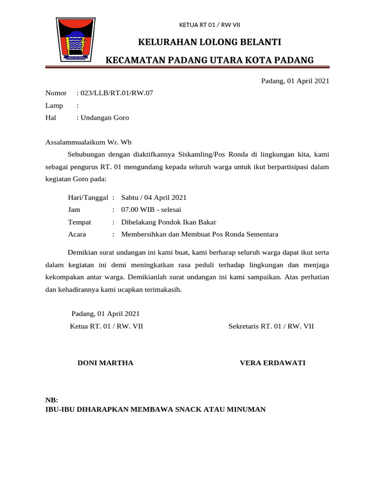 Surat Undangan Goro | PDF