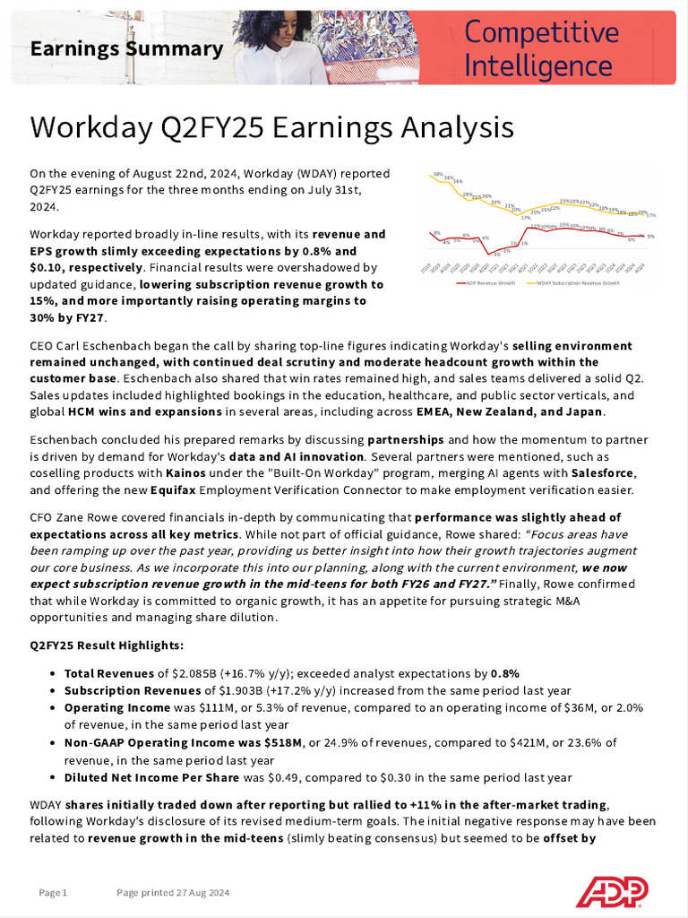 Workday Q2FY25 Earnings Analysis | PDF | Share Repurchase | Business