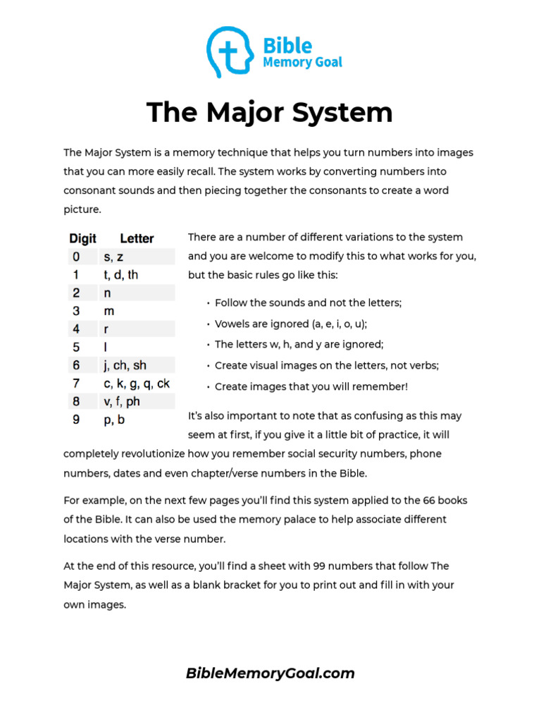 Major System of Numbers | PDF