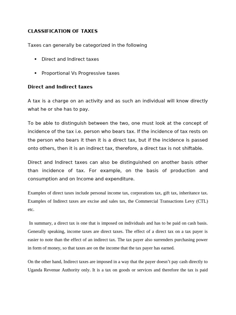 Types and Classification of Taxes | PDF | Taxes | Finance & Money ...