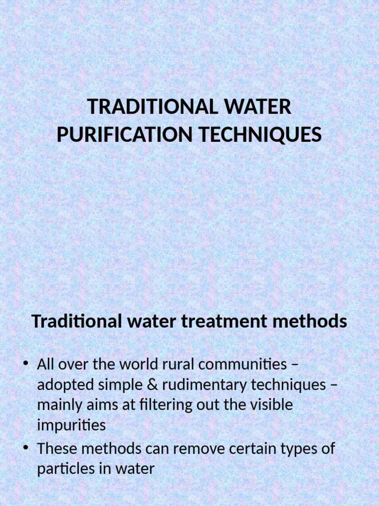 Traditional Water Purification Methods | PDF