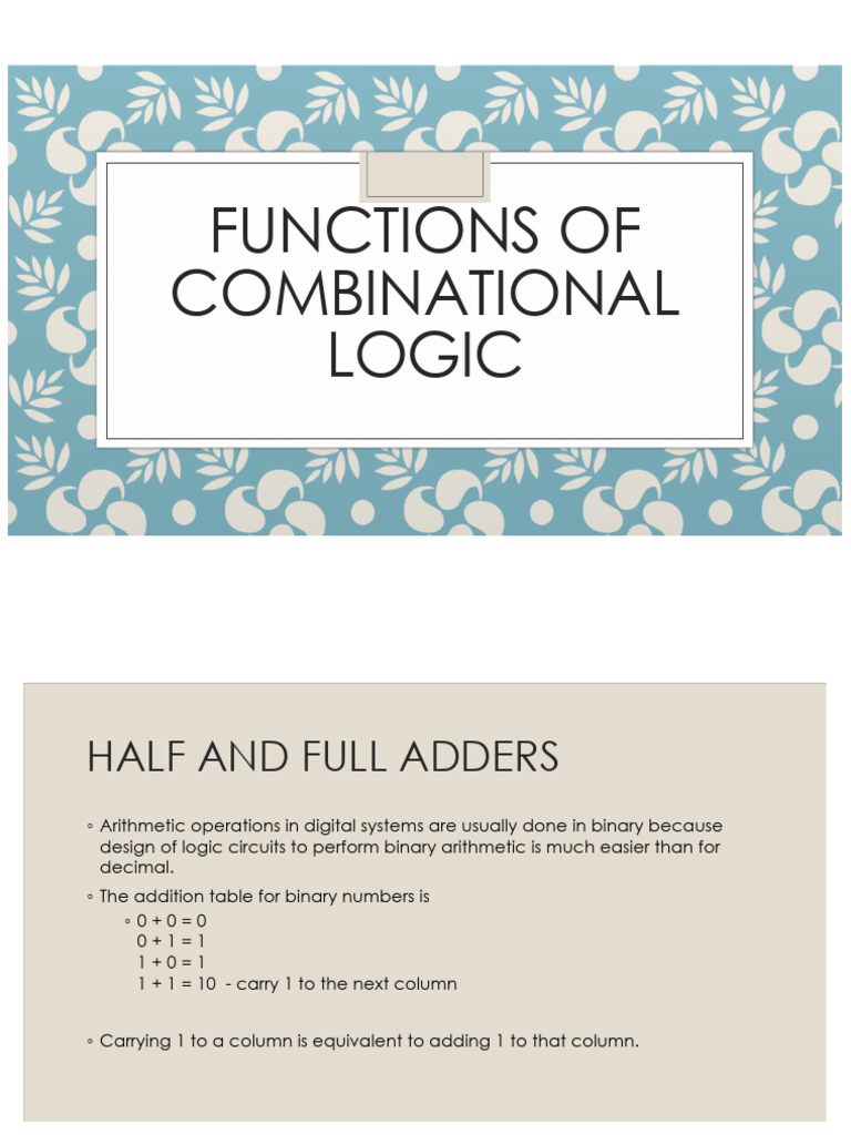 Lecture 7 Functions Of Combinational Logic 240723 014713 Pdf
