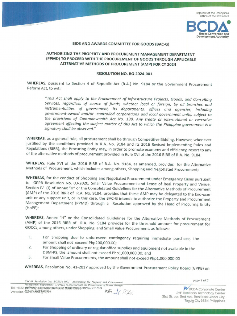 2024 BAC Resolution_0 - Delegation | PDF