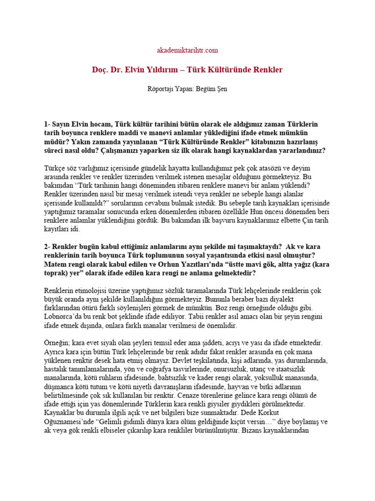 Turk Kulturunde Renkler 1 | PDF