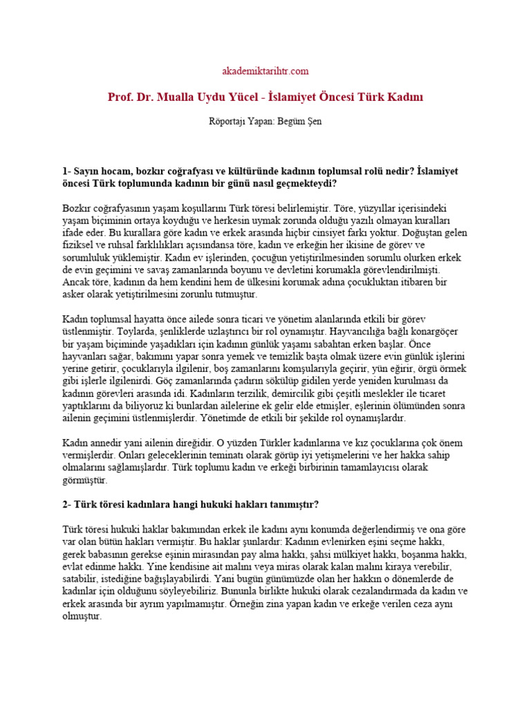 Islamiyet Oncesi Turk Kadini | PDF