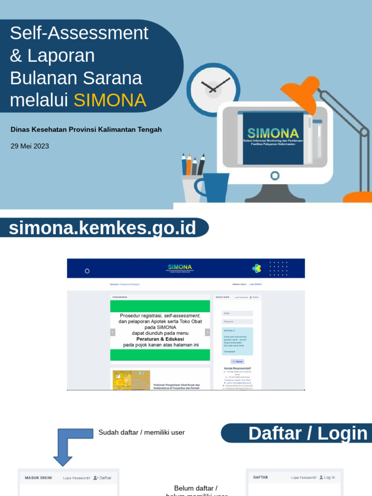 Self Assessment & Laporan Bulanan SIMONA (Dinkes Klimantan Tengah) | PDF