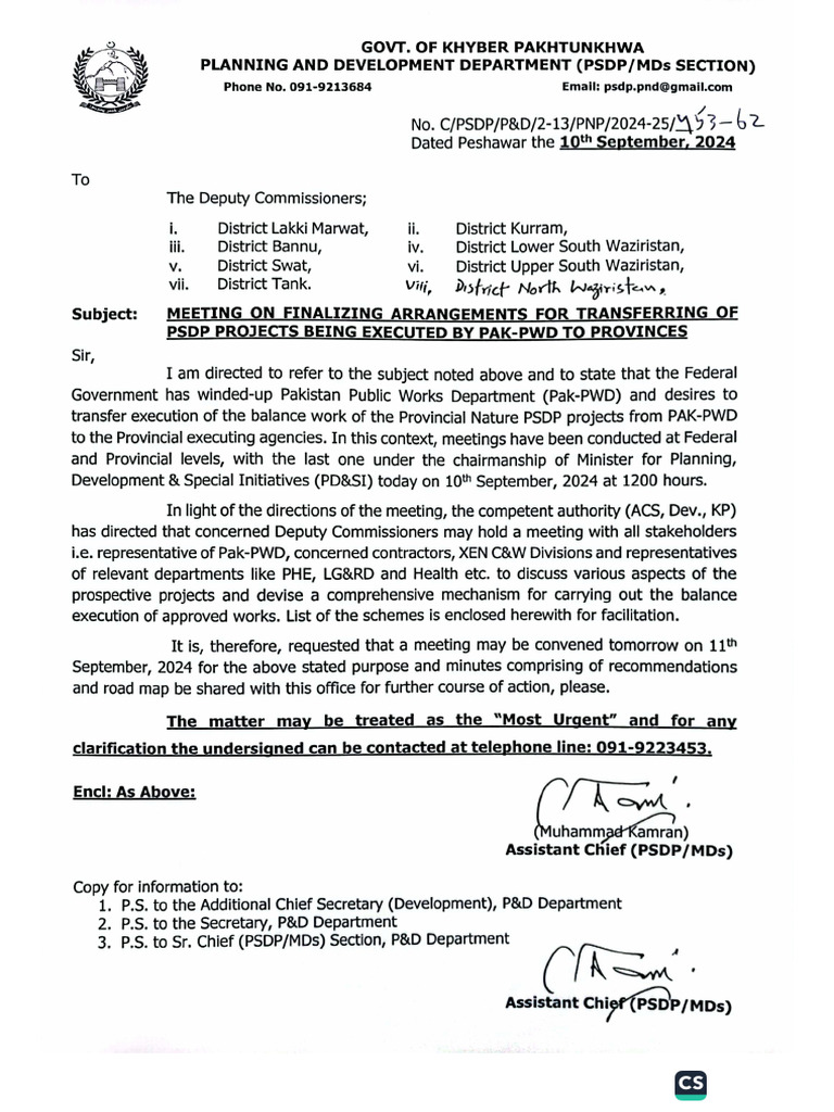 Transferring of Pak PWD Projects To Provinces | PDF