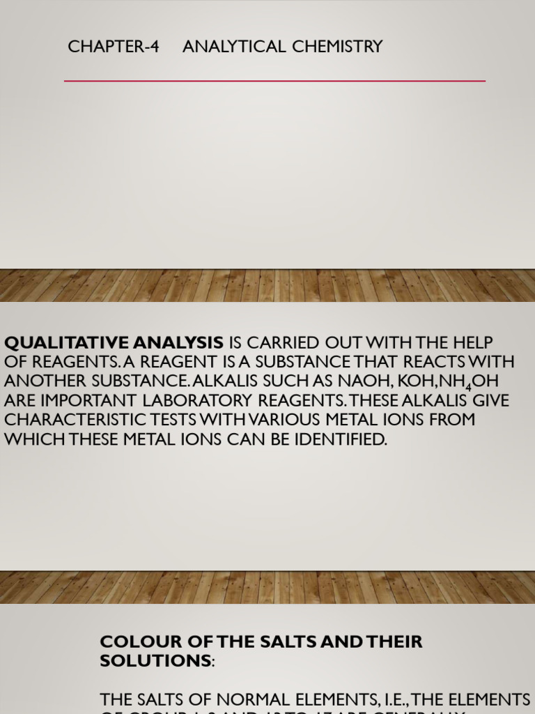 Chapter-4 Analytical Chemistry | PDF