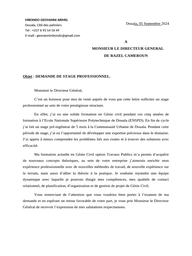 Lettre Pro Razel | PDF