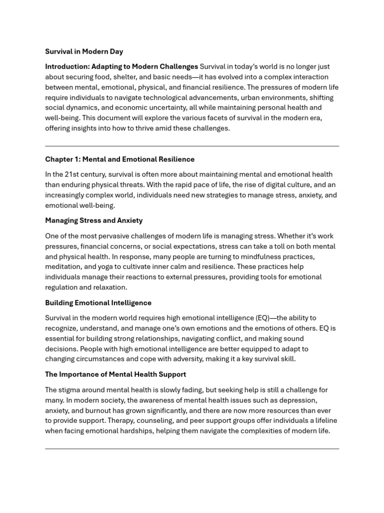 Modern Survival Strategies Guide | PDF | Psychological Resilience | Mental Health