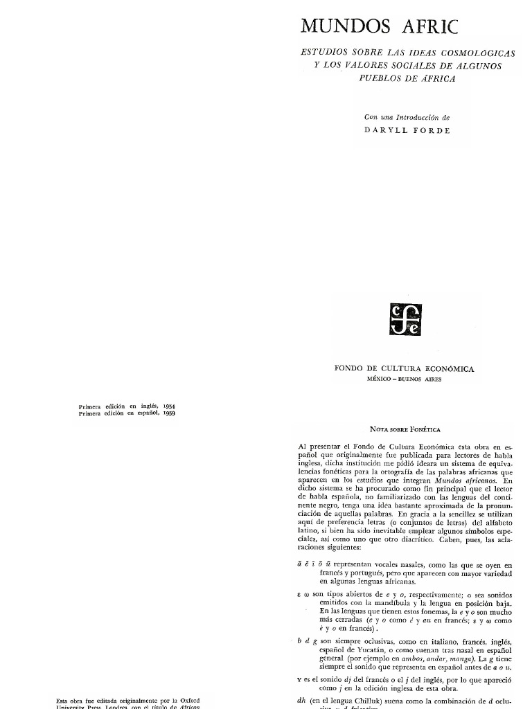 Mundos Africanos. Estudios Sobre Las Ideas Cosmológicas y Los Valores ...