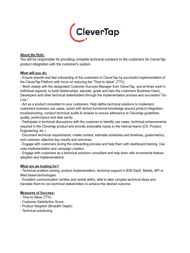 TAM & Onboarding Intern JD - 1 | PDF