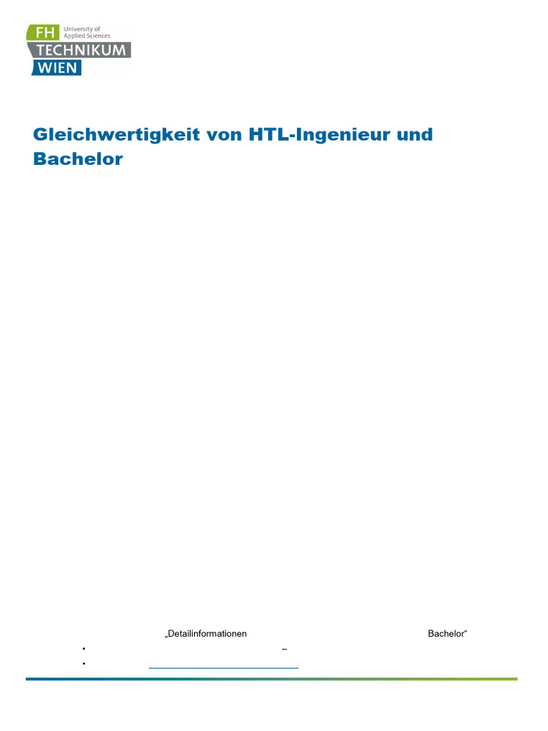Informationsblatt Gleichwertigkeit - Htl-Ingenieur - Bachelor | PDF