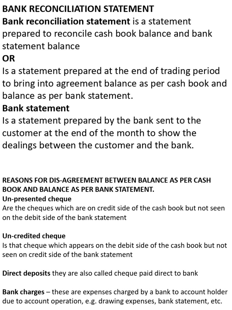 Bank Reconciliation Statement | PDF