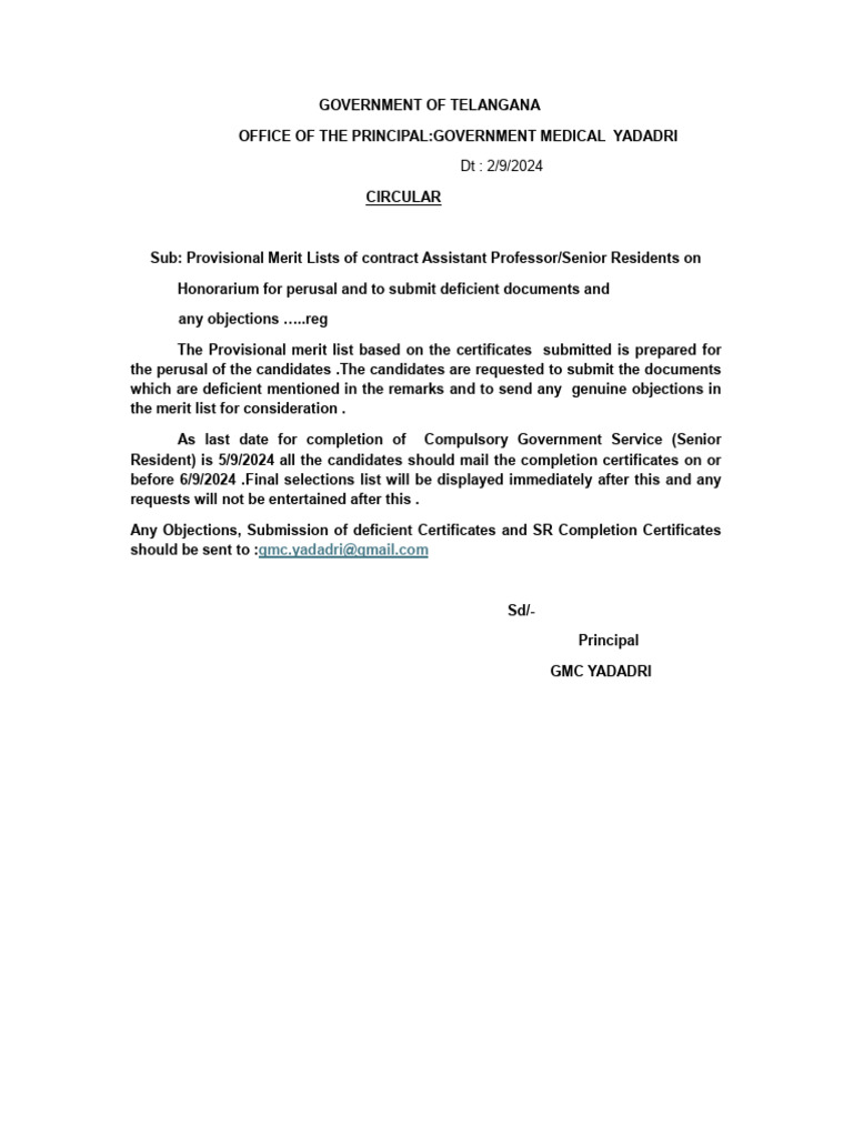 Circular For Submiting of Deficient Documents and Objections | PDF | Finance & Money Management ...