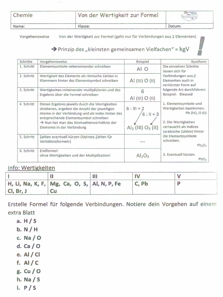 9a - Von Der Wertigkeit Zur Formel | PDF