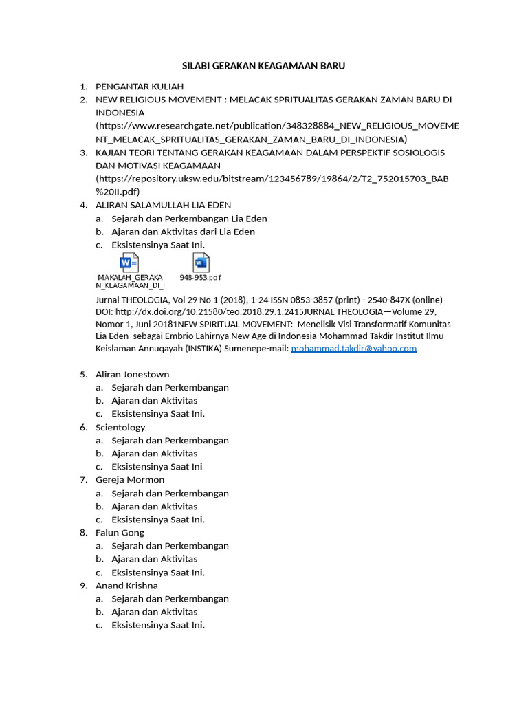 Silabi Gerakan Keagamaan Baru | PDF