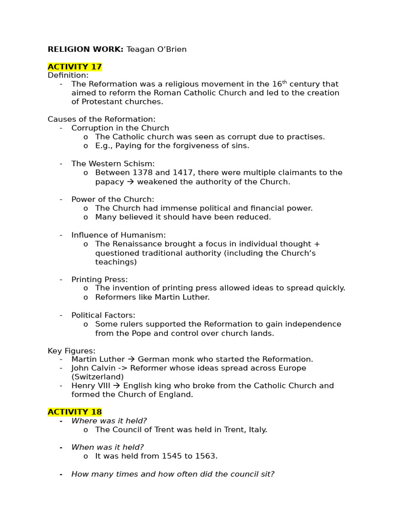 Religion Work | PDF