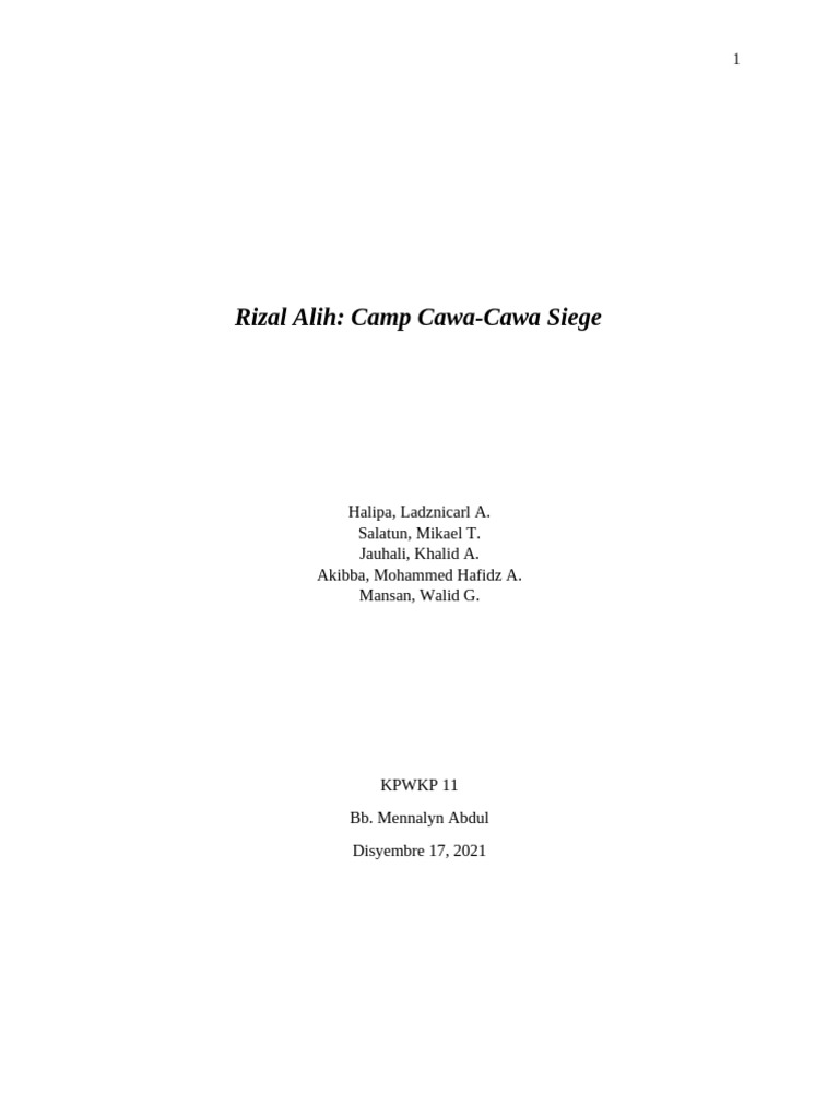 Rizal Alih Camp Cawa Cawa Siege | PDF