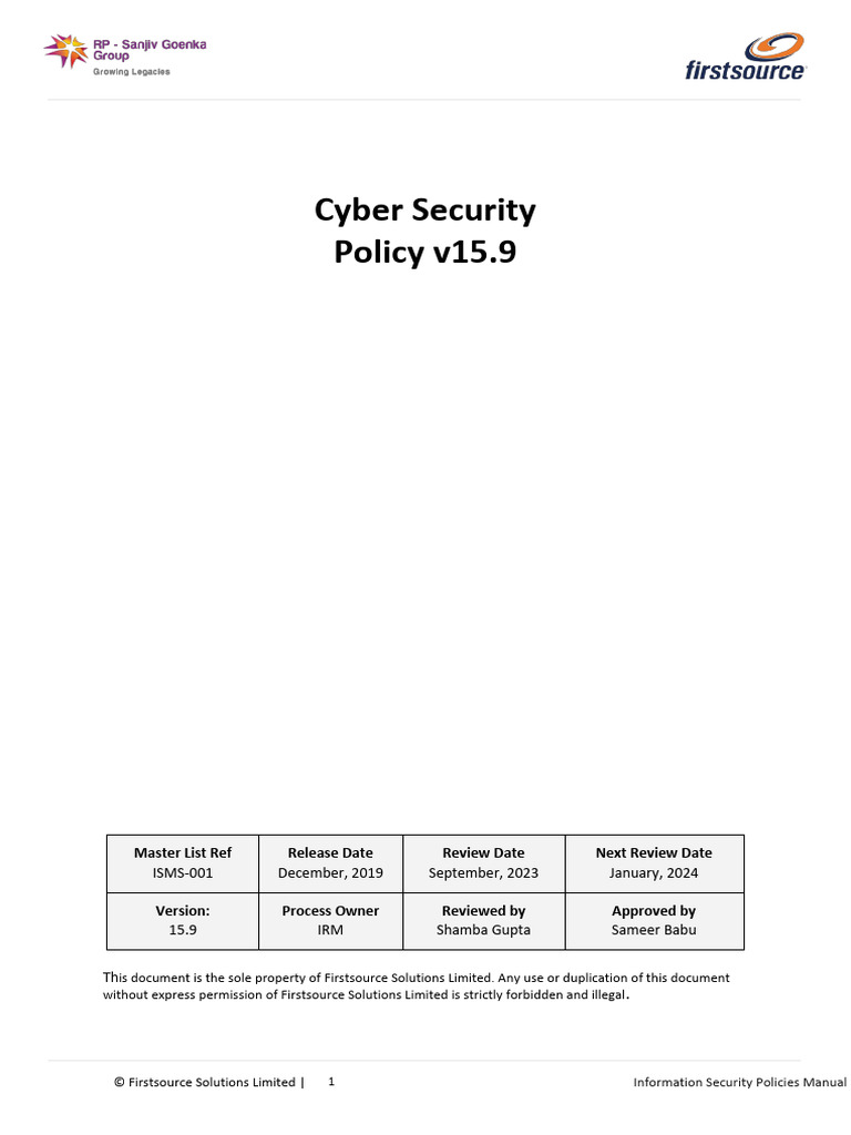 Global Cyber Security Policy | PDF