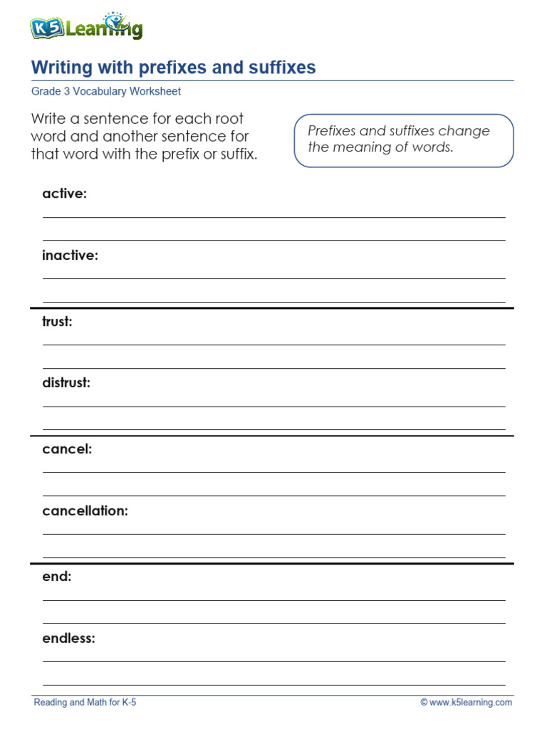 Grade 3 Prefix Suffix Root Words 1 | PDF