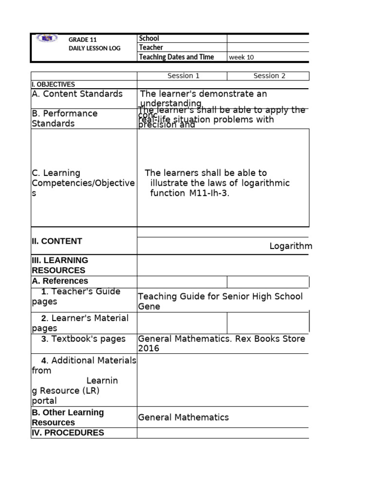 General Math DLL For Shs More DLL at Depedtambayanph Blogspotcom q1 Week 10 PDF Free | PDF