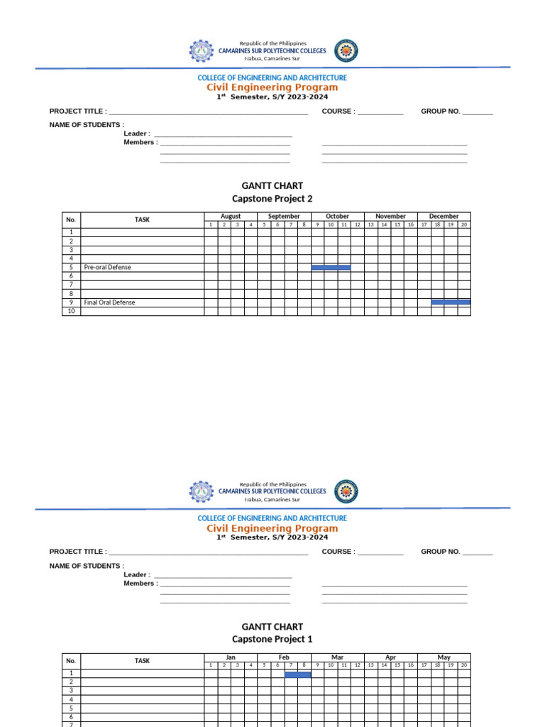Gantt Chart Form | PDF