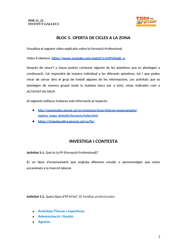 Oferta de Formació Professional | PDF