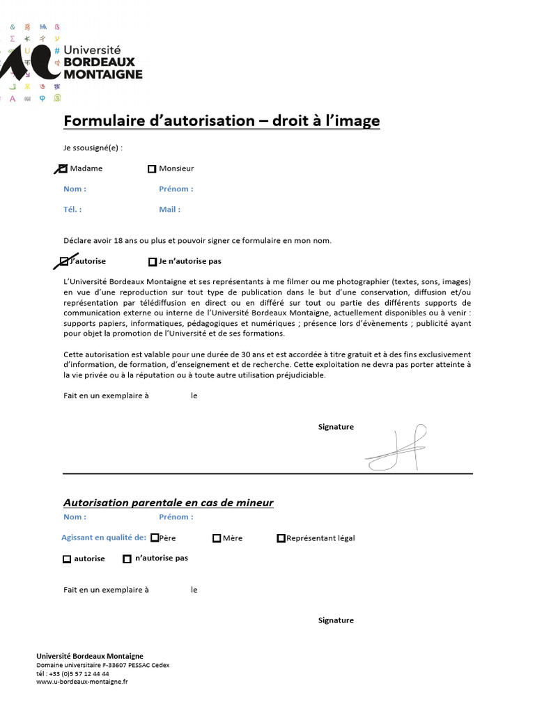 Autorisation Droit Ã L'image | PDF