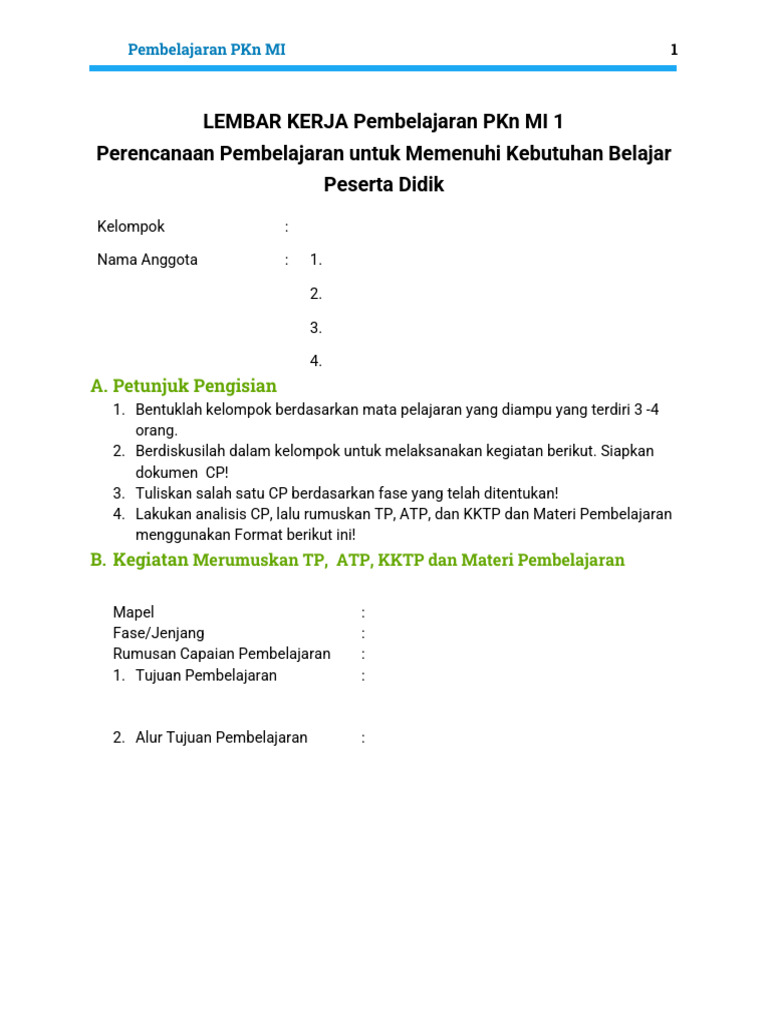 p2 LK 3.1 Perencanaan Pembelajaran Knowledge of Curriculum (TP, Atp, KKTP Dan Materi) | PDF