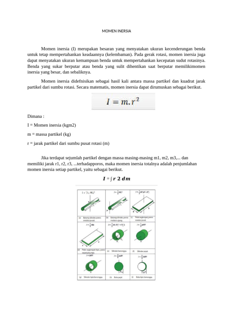 Momen Inersia | PDF