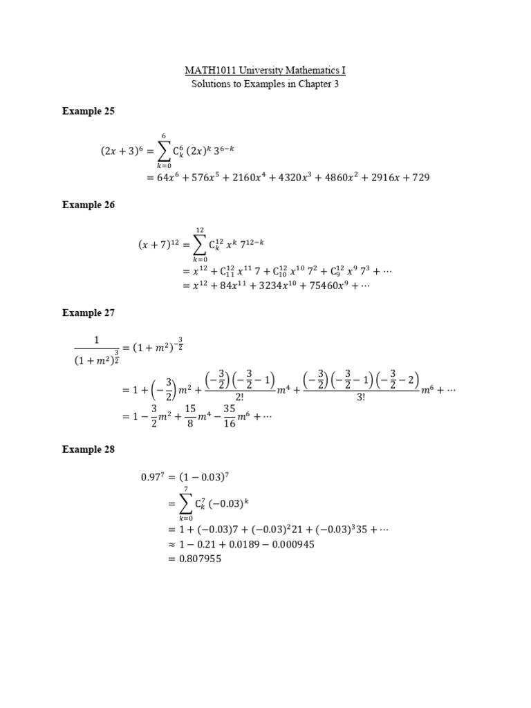 Chapter 3 Example Solutions | PDF