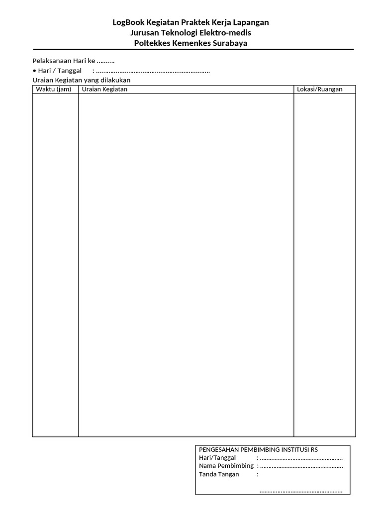 LogBook Kegiatan Praktek Kerja Lapangan | PDF