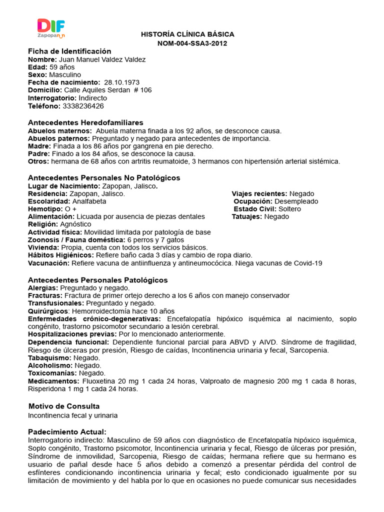 Historía Clínica Básica Lmfb | PDF