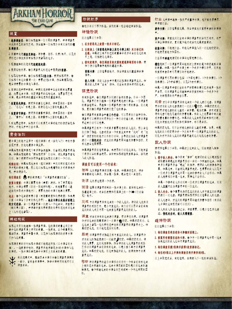 Arkham Horror LCG Rules Summary | PDF