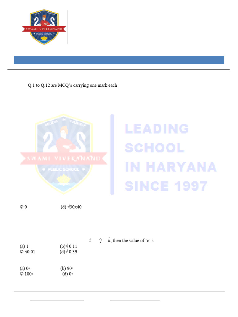 11th Physics - Term 1 SAMPLE PAPER | PDF