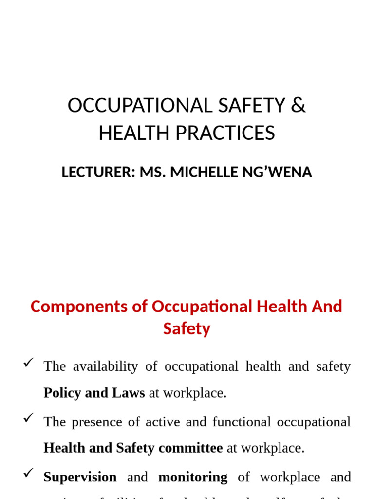 Lesson 2-Components of Occupational Safety and Health | PDF