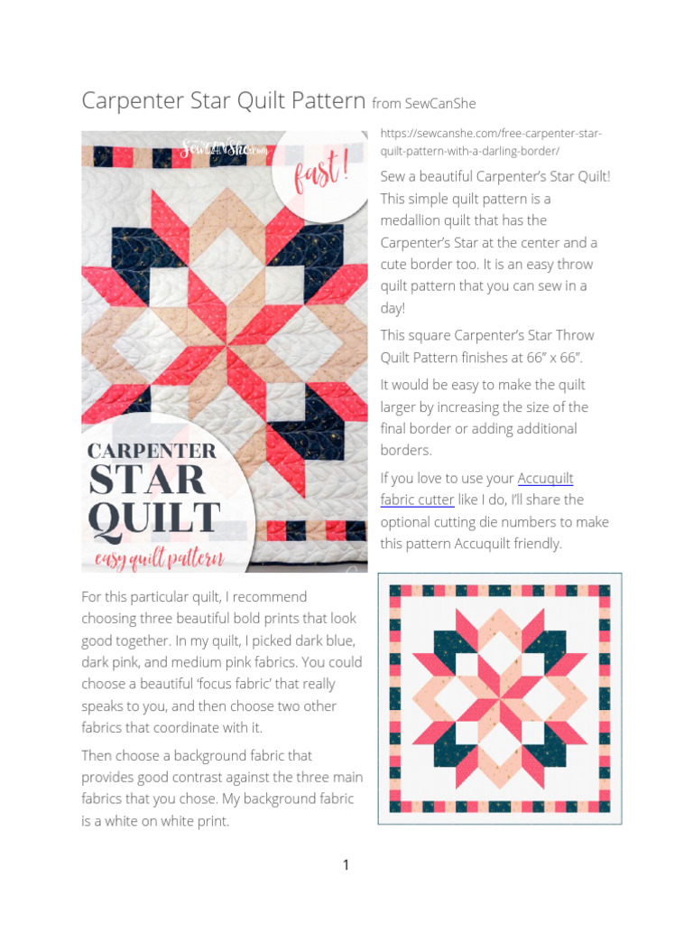 Carpenter Star Quilt | PDF