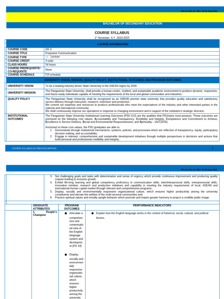 GE4 Purposive Communication 1 | PDF