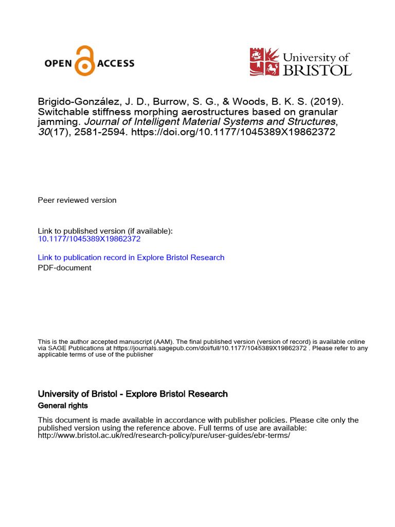 Switchable Stiffness Morphing Aerostructures Using Granular Jamming | PDF