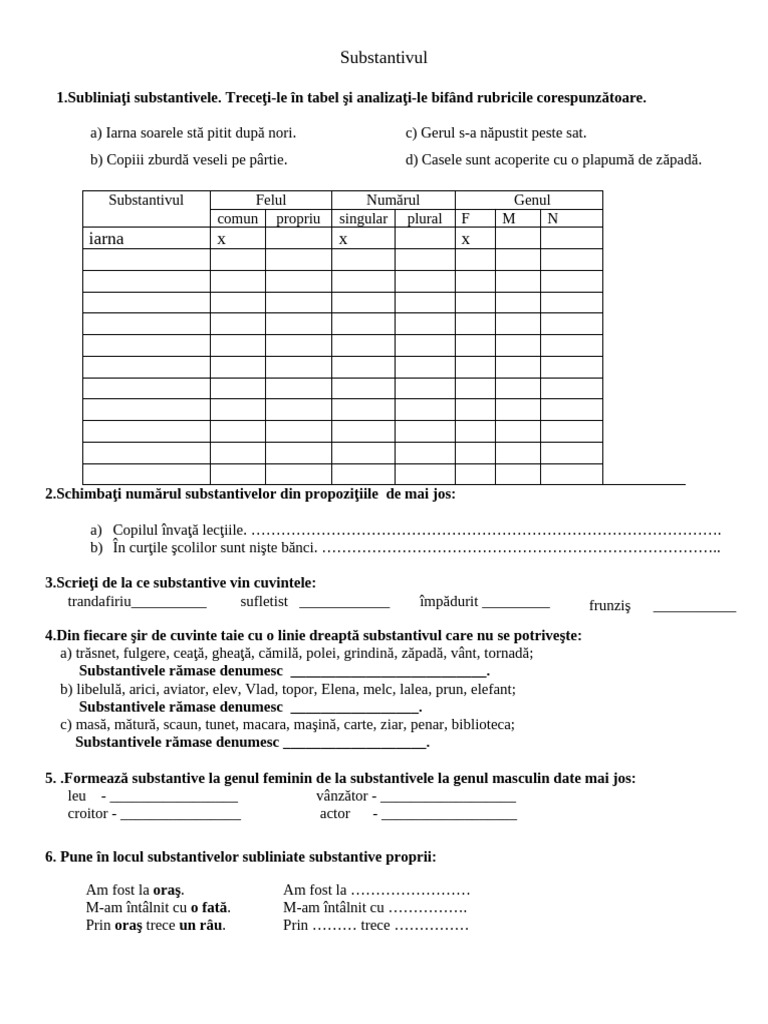 Substantivul-Fisa 5 | PDF