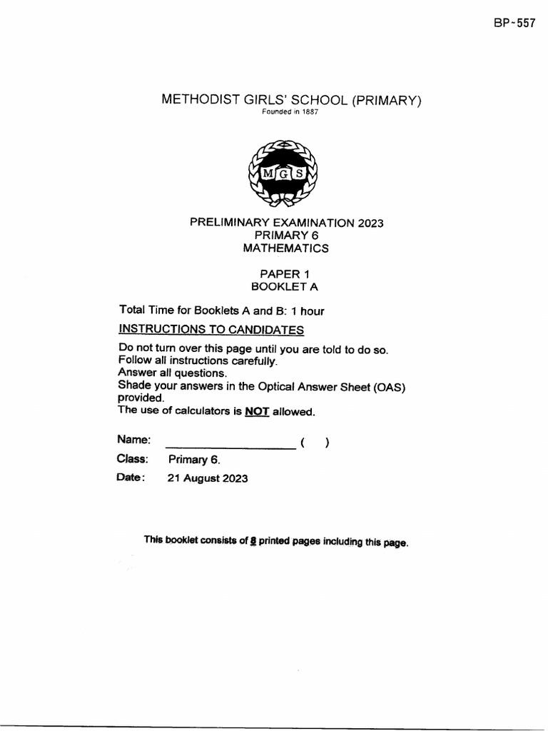 2023 Mathematics MGS Prelim | PDF